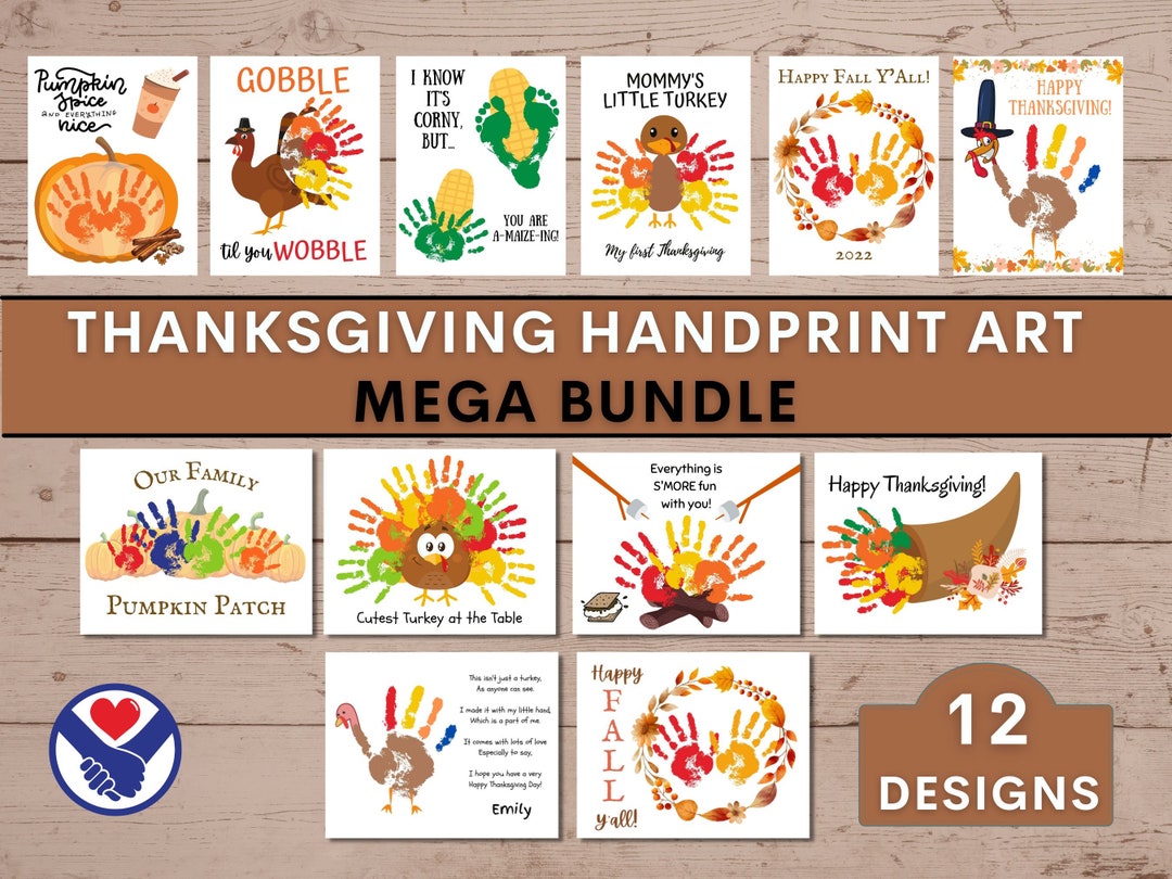 Thanksgiving Handprint Art MEGA Bundle | Handprint DIY Craft | Crafts ...