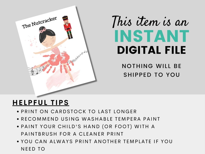 Nutcracker Ballerina Christmas Handprint Art | Christmas Crafts for ...