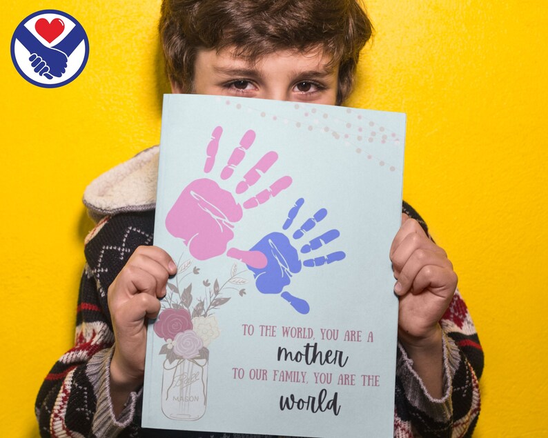 Mothers Day Handprint Art Mason Jar Two Flowers Handprint - Etsy