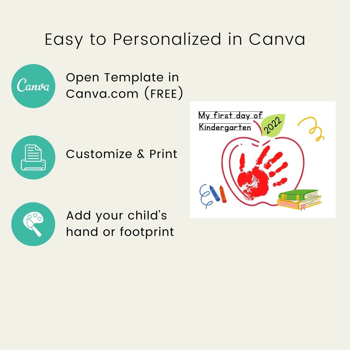 EDITABLE Back to School Apple Handprint Art First Day of - Etsy