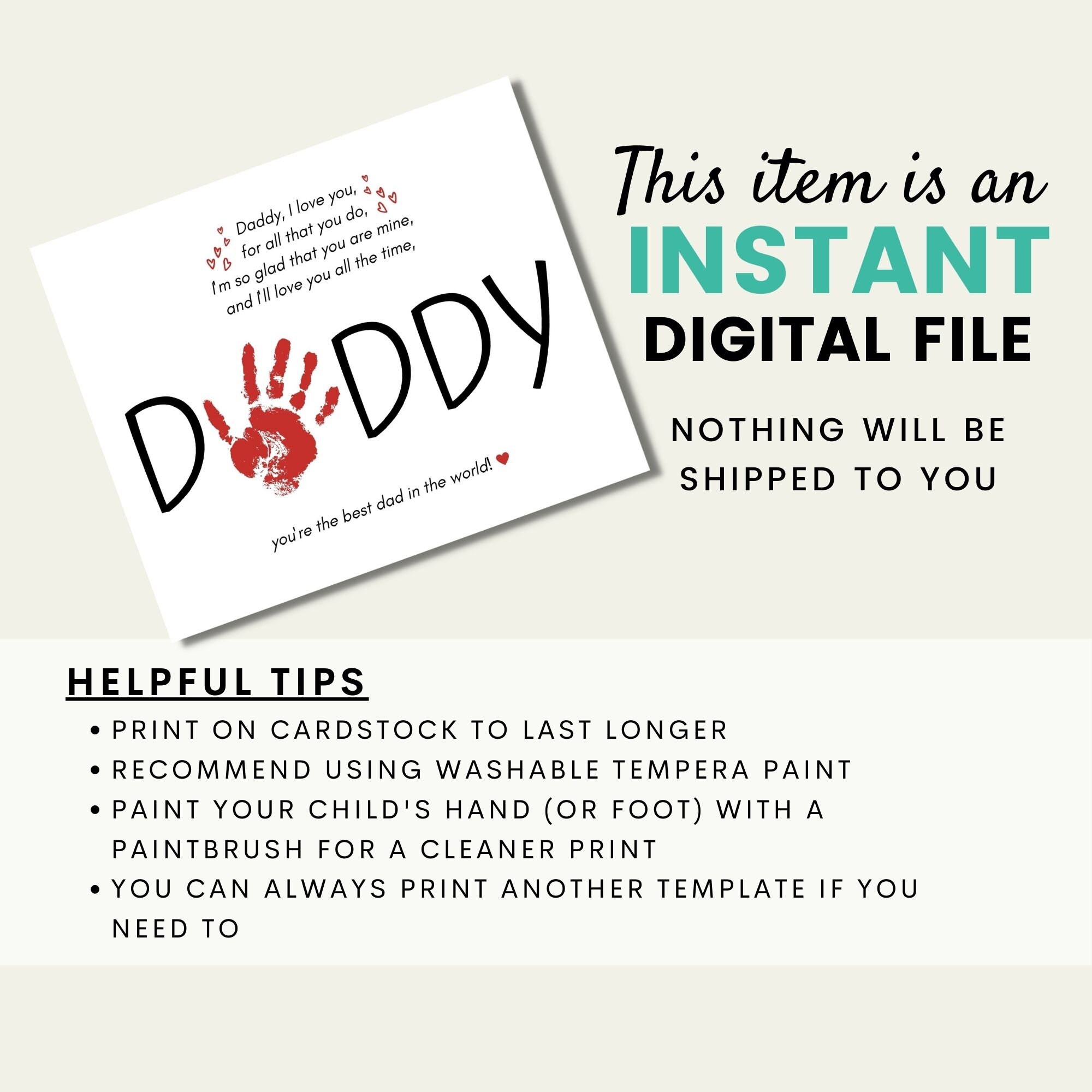 Handprint Art Craft I Love You Daddy Poem DIY Personalized - Etsy