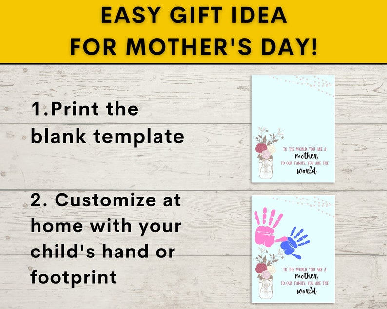 Mothers Day Handprint Art Mason Jar Two Flowers Handprint - Etsy