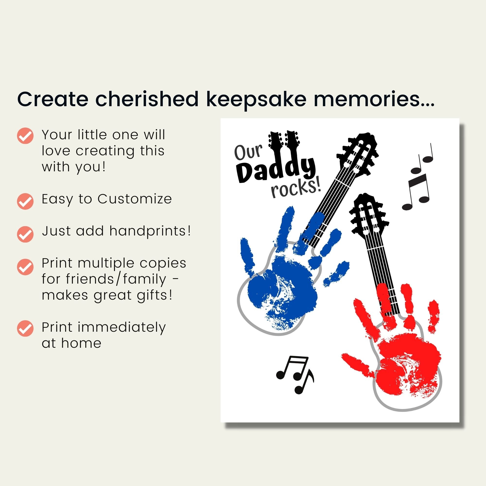 Our Daddy Rocks Handprint Art Craft | Father's Day Personalized Gift ...