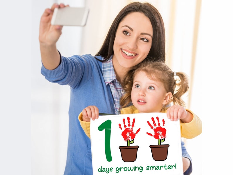 100 Days of School Handprint Art Craft for Kids | 100 Days Growing ...