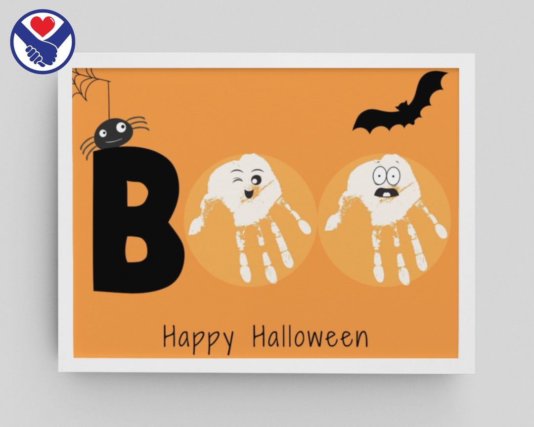 Halloween BOO Ghost Handprint Art | Cute Ghost Printable Craft ...