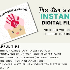 Gift for Grandma Cupcake Handprint Art Craft | DIY Card for Granny ...