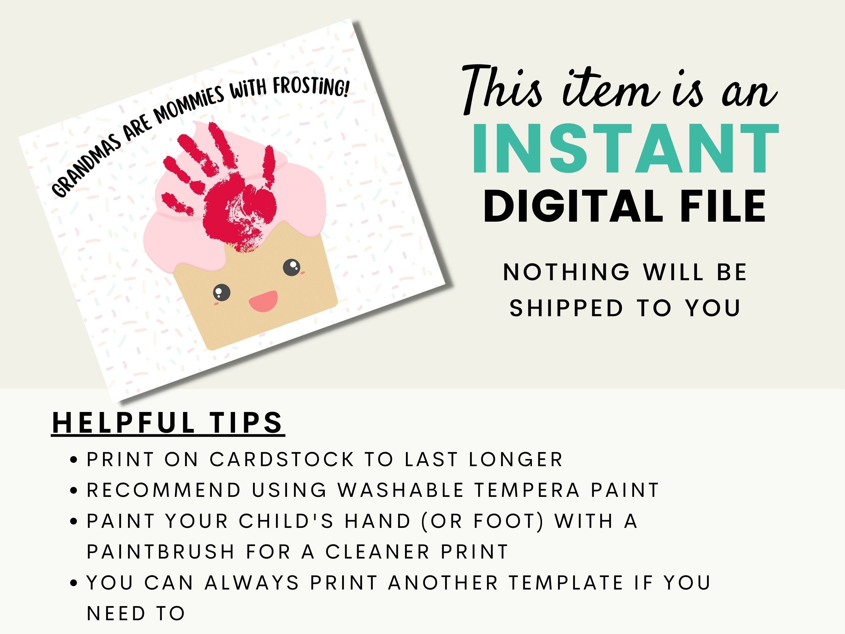 Gift for Grandma Cupcake Handprint Art Craft DIY Card for - Etsy