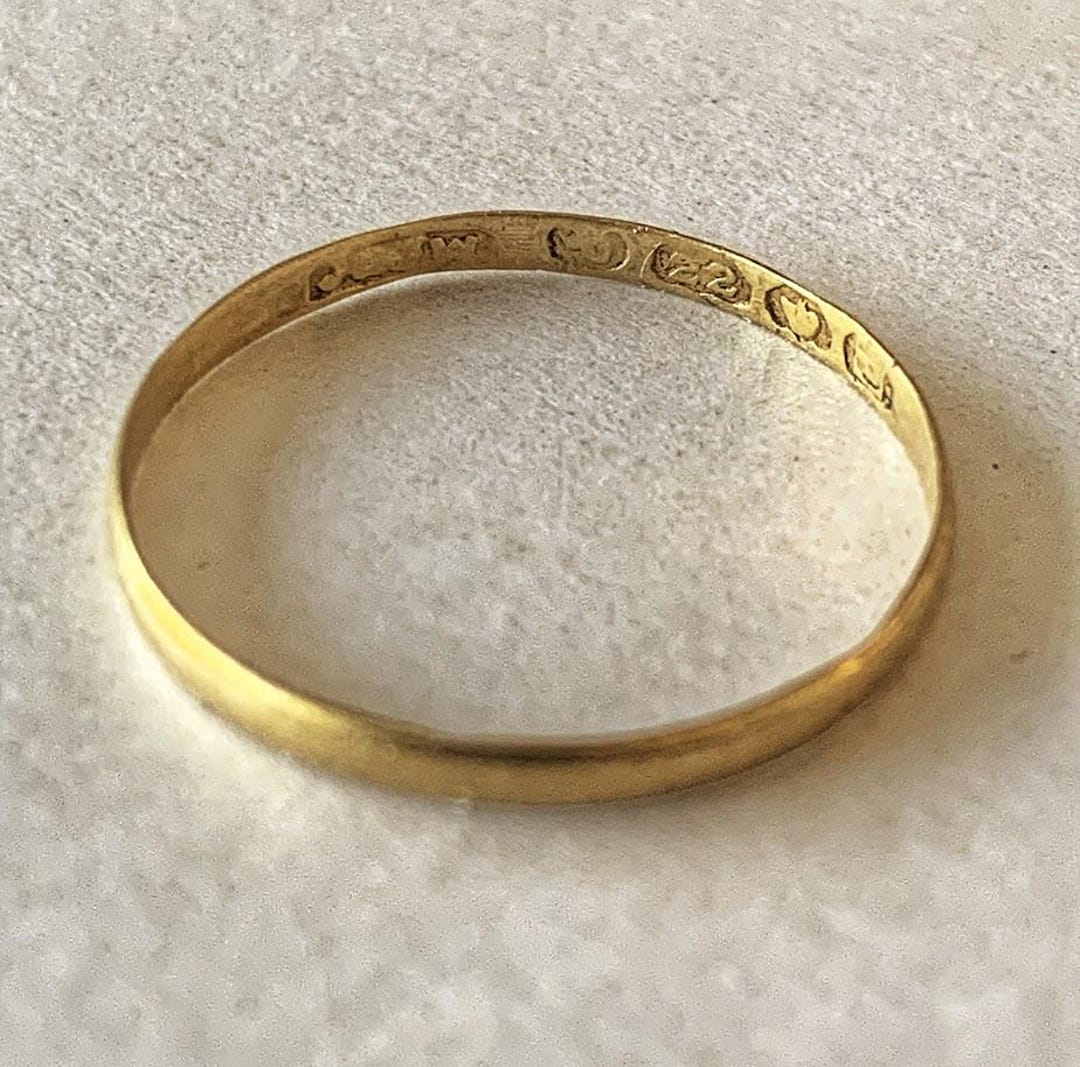 Antique Vintage Early Victorian Wedding Anniversary Promise Band Slim ...