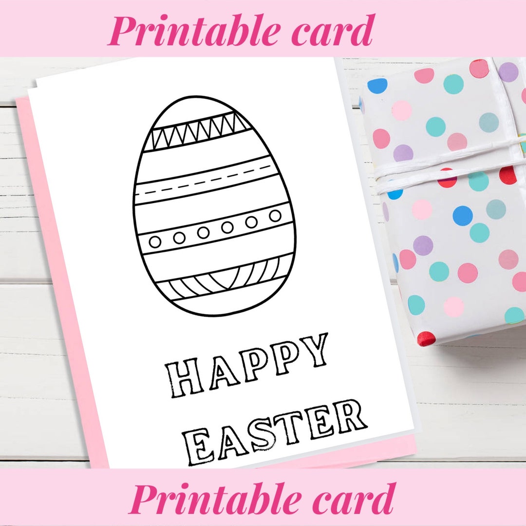 Easter Egg Card for Kids , Easter Card for Kids , Easter Colouring ...