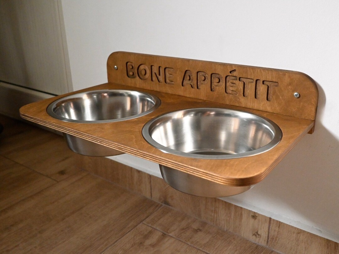 Elevated Floating Dog Feeder, Raised Dog Feeding Stand, Wall Mounted ...