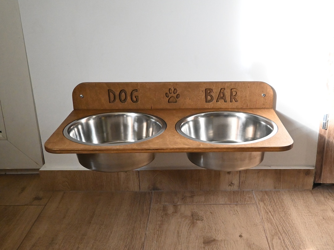 XL Raised Dog Feeding Stands, Elevated Floating Dog Feeder, Wall ...