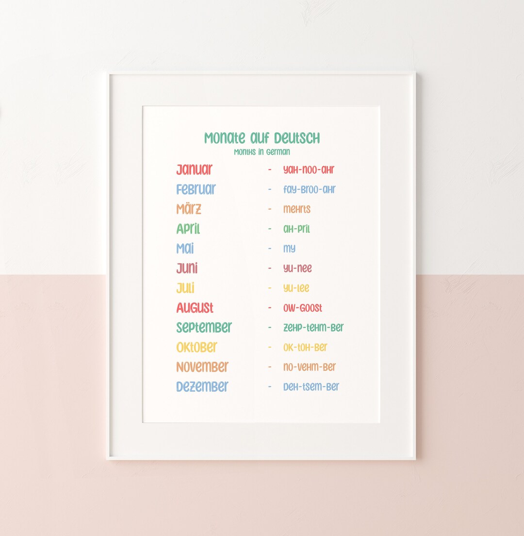 Months of the Year Print Monate Auf Deutsch German Learning - Etsy