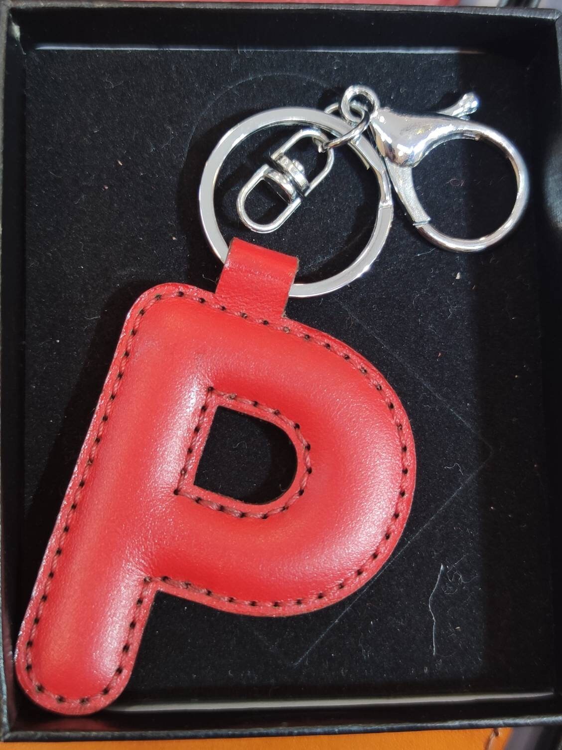 Leather Initial Bag Charm, Initial Key Ring, Leather Key Ring, Leather ...