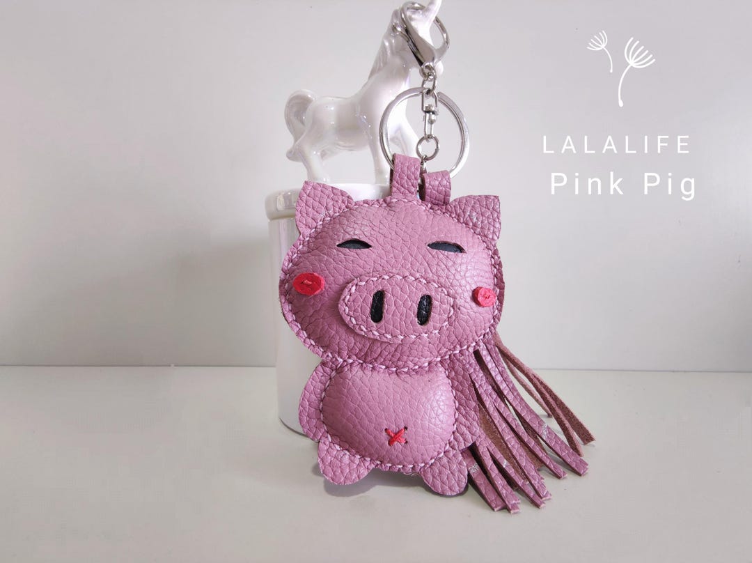 Pink Pig Bag Charm Unique Bag Charm Cute Key Chain Handmade Bag Charm ...