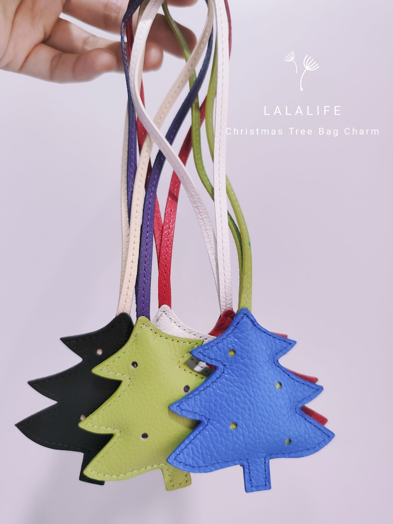 Christmas Tree Charm, Leather Chirstmas Tree, Leather Bag Charm ...