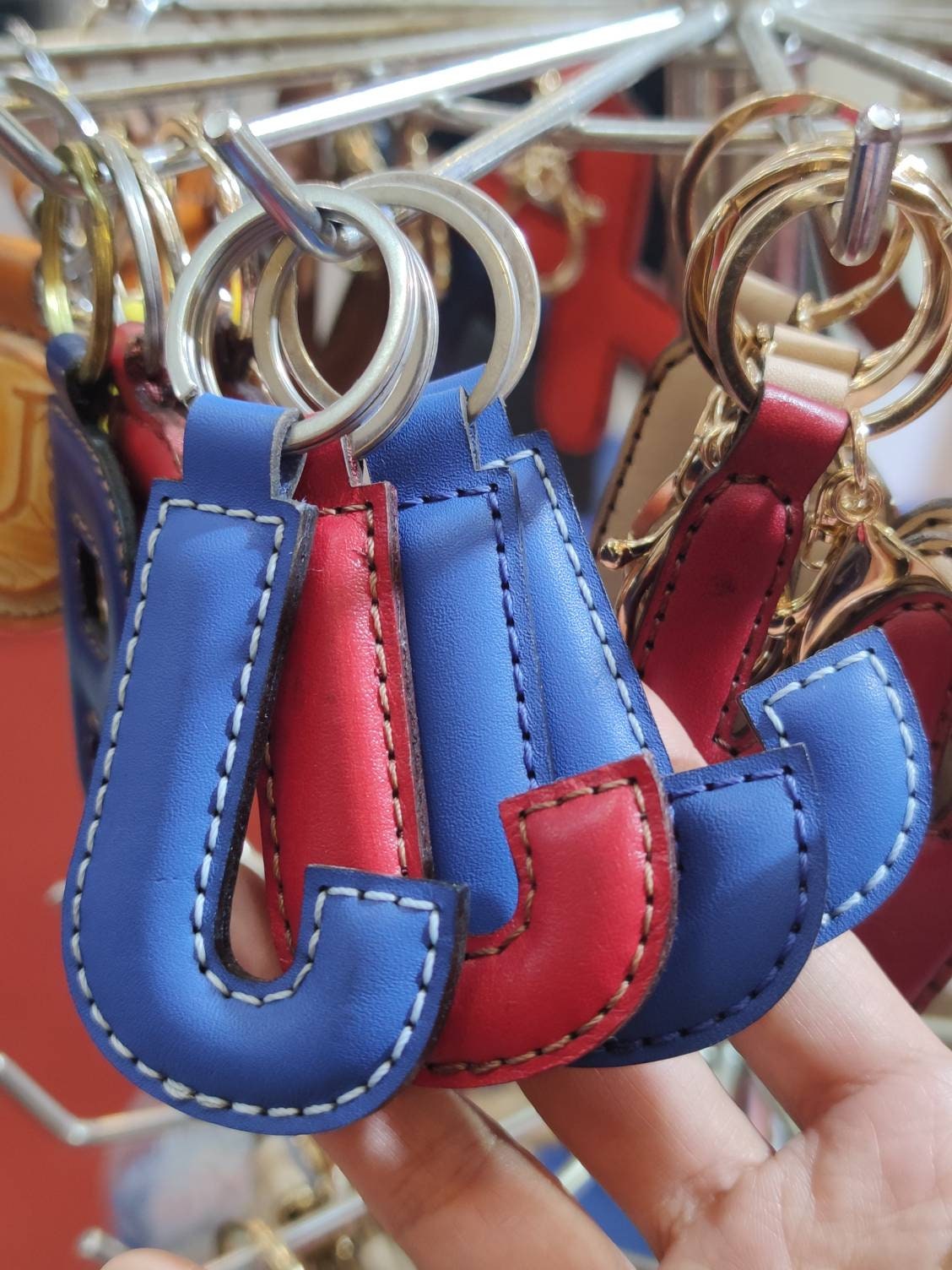 Leather Initial Bag Charm, Initial Key Ring, Leather Key Ring, Leather ...