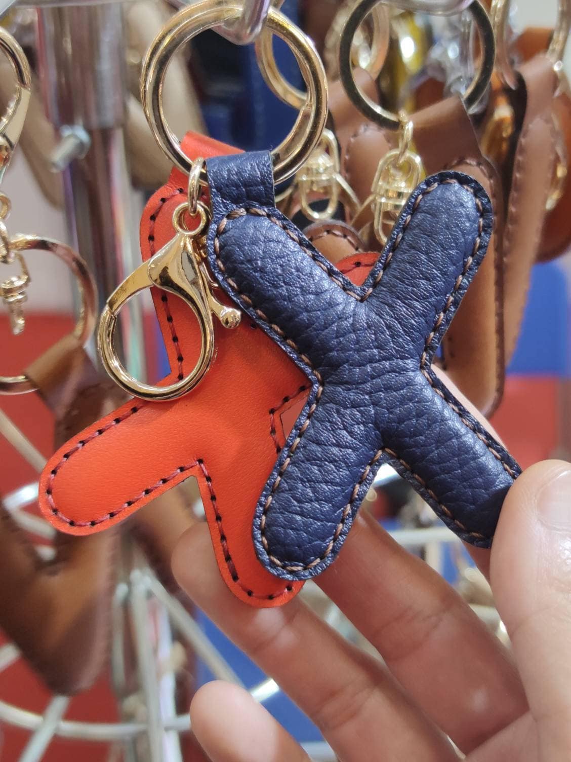 Leather Initial Bag Charm, Initial Key Ring, Leather Key Ring, Leather ...