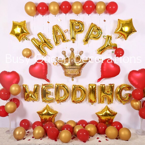 Happy Wedding Balloon Banner red Wedding Balloon Set Gold | Etsy