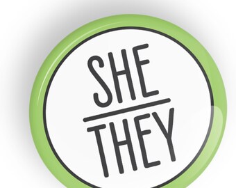 She/they Pronoun Hard Enamel Pin Badge Black and Gold or White and Gold ...