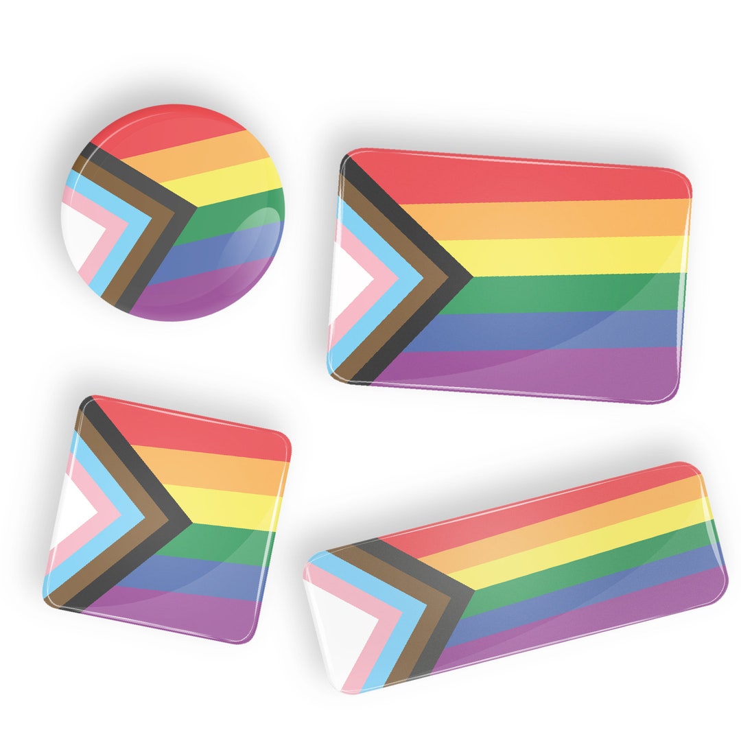 Progress Pride Flag Pin Badge Button Or Magnet Lgbt Lgbtq Lgbtqi