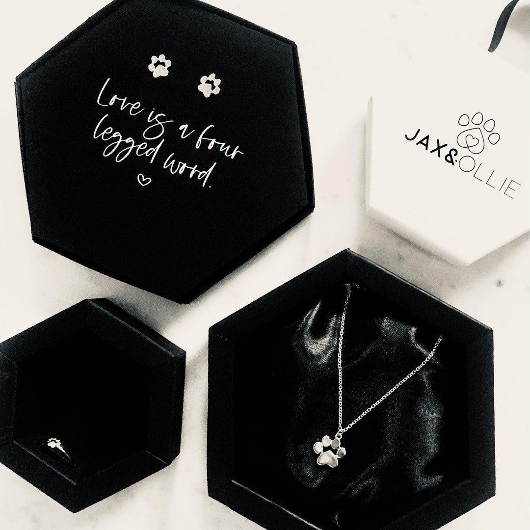 Paw Print Gift Set, Dog Paw Print Ring, Earrings and Necklace, 925 ...