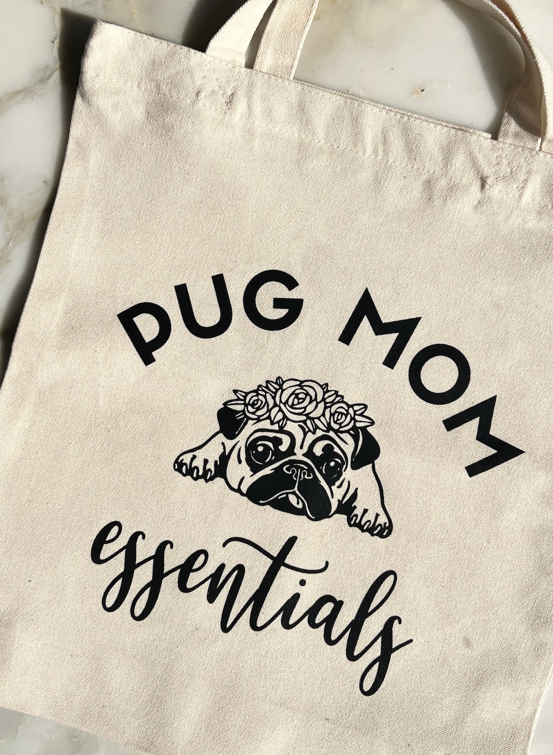 Pug Tote Bag for Pug Mom, Pug Bag, Pug Mom Essentials Canvas Tote, Pug ...