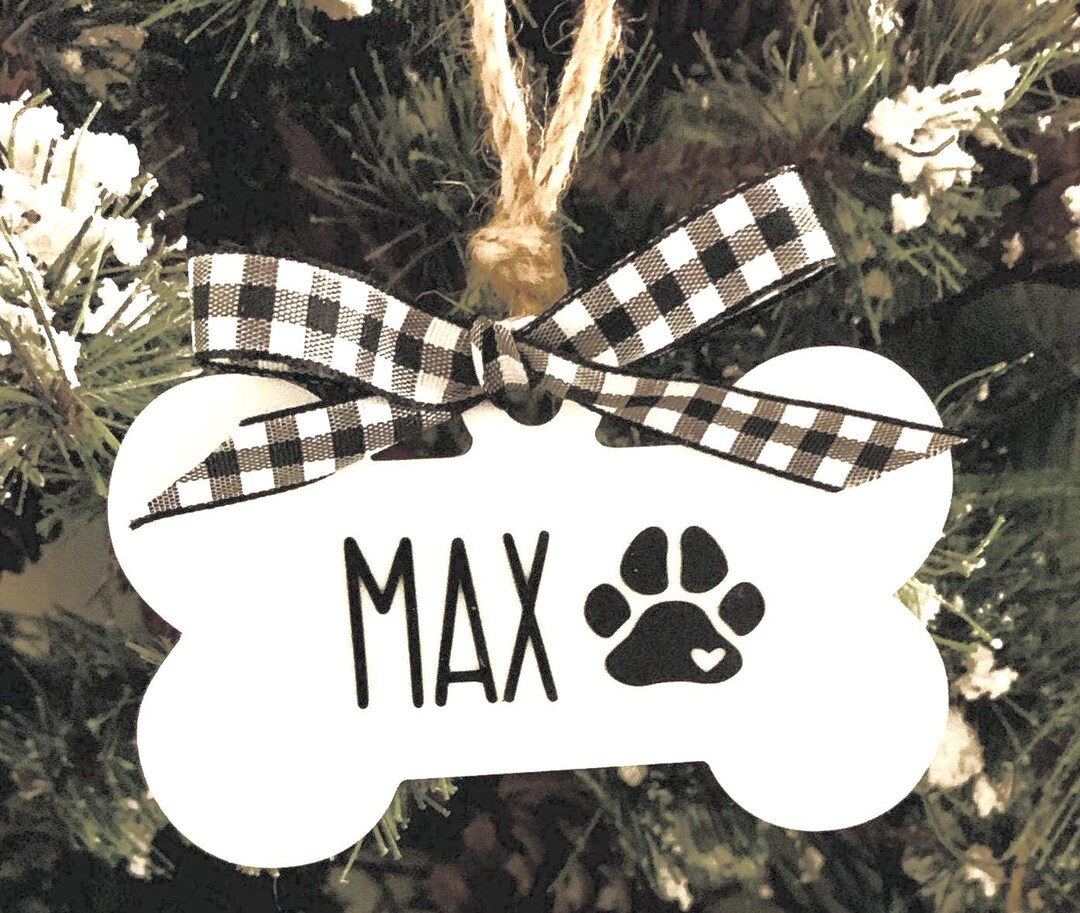 Personalized Dog Bone Christmas Tree Ornament, Custom Pet Name Ornament ...