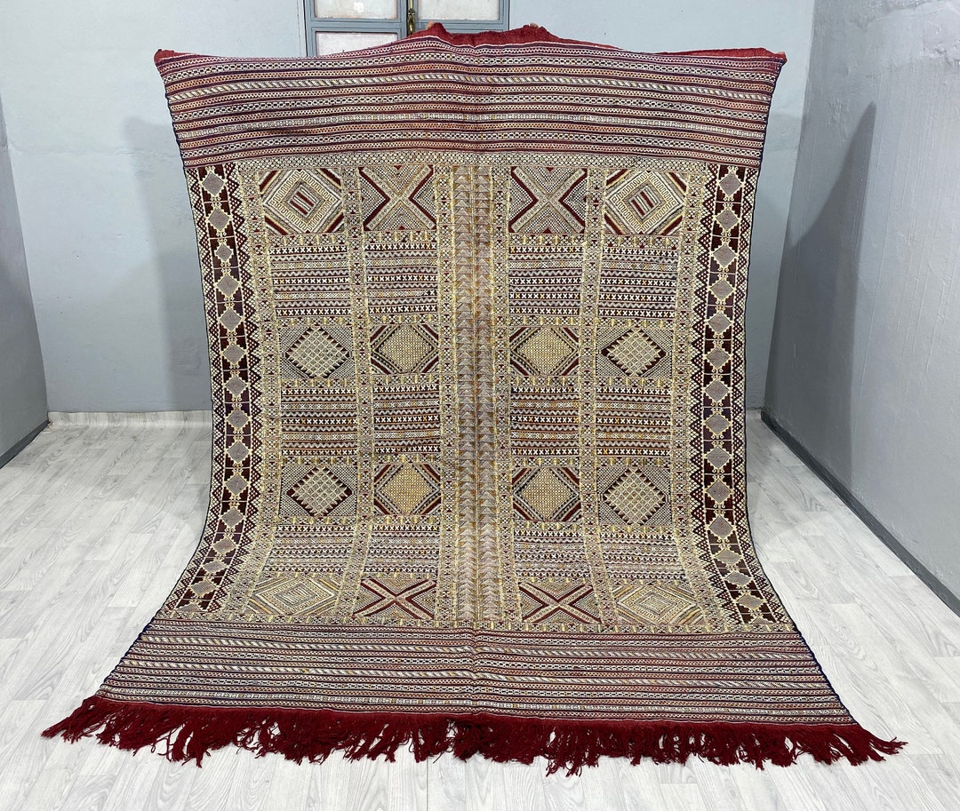 Fabulous Moroccan Tiflt Rug, Middle Atlas Kilim, Flat Woven Rug, Home ...