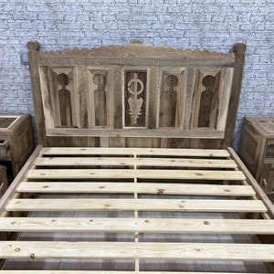Stunning Moroccan Bed Frame, Berber Wood Craved Bed Frame, Bohemian Bed ...
