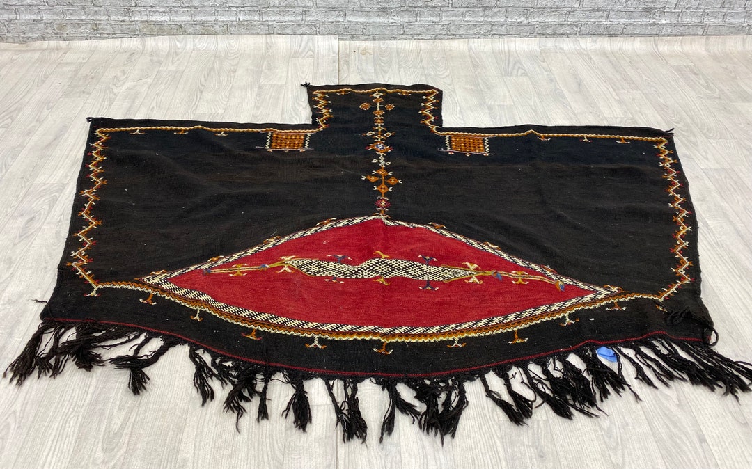 Moroccan Berber Cape Black Antique Berber Hooded Magnificent Black ...