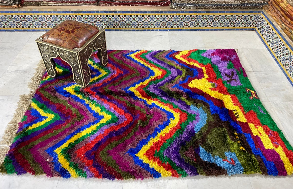 Multi Color Berber Rug Fantastic Moroccan Carpet Home Decor | Etsy