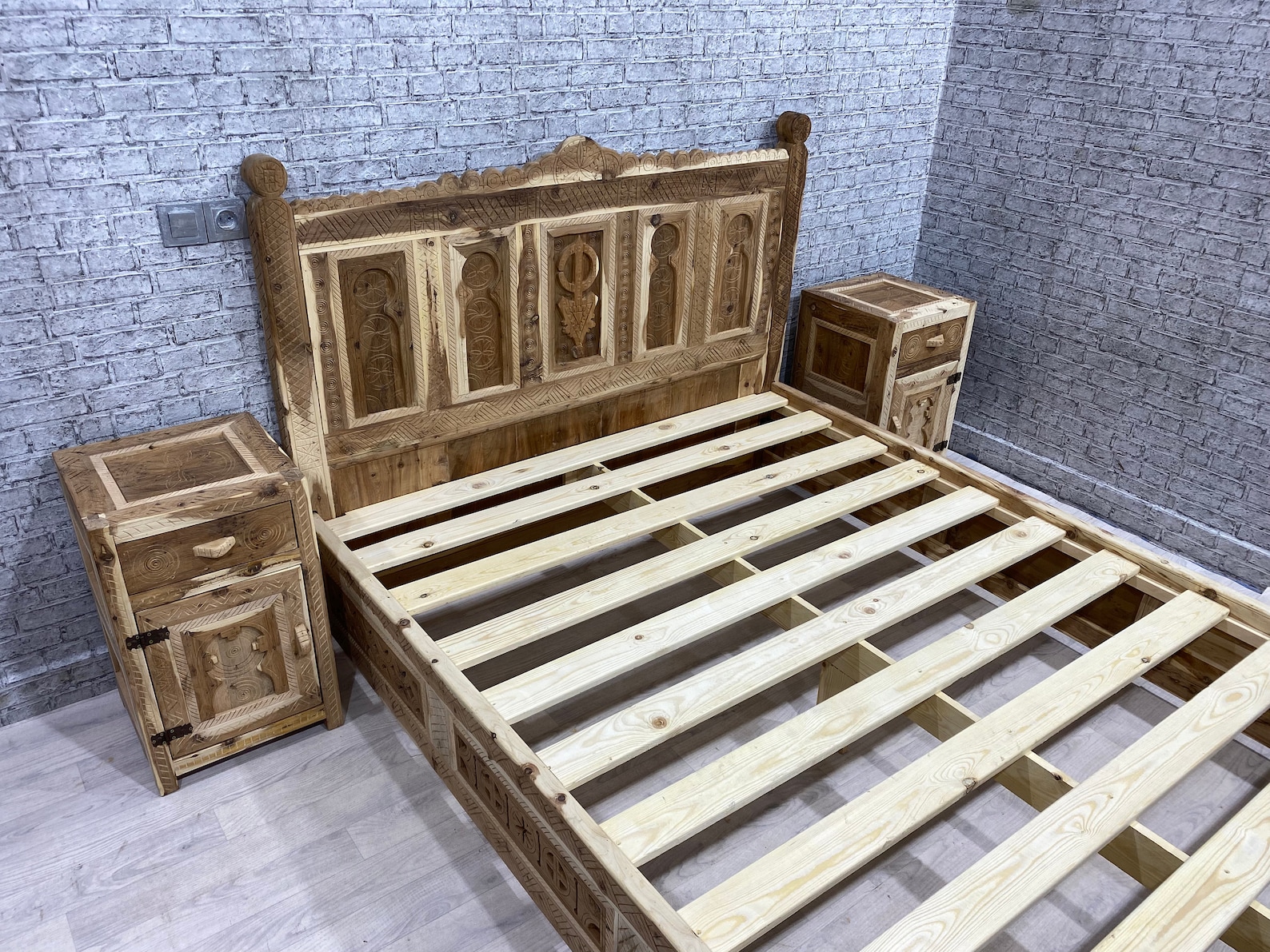 Unique Moroccan Bed Frame Berber Wood Craved Bed Frame - Etsy