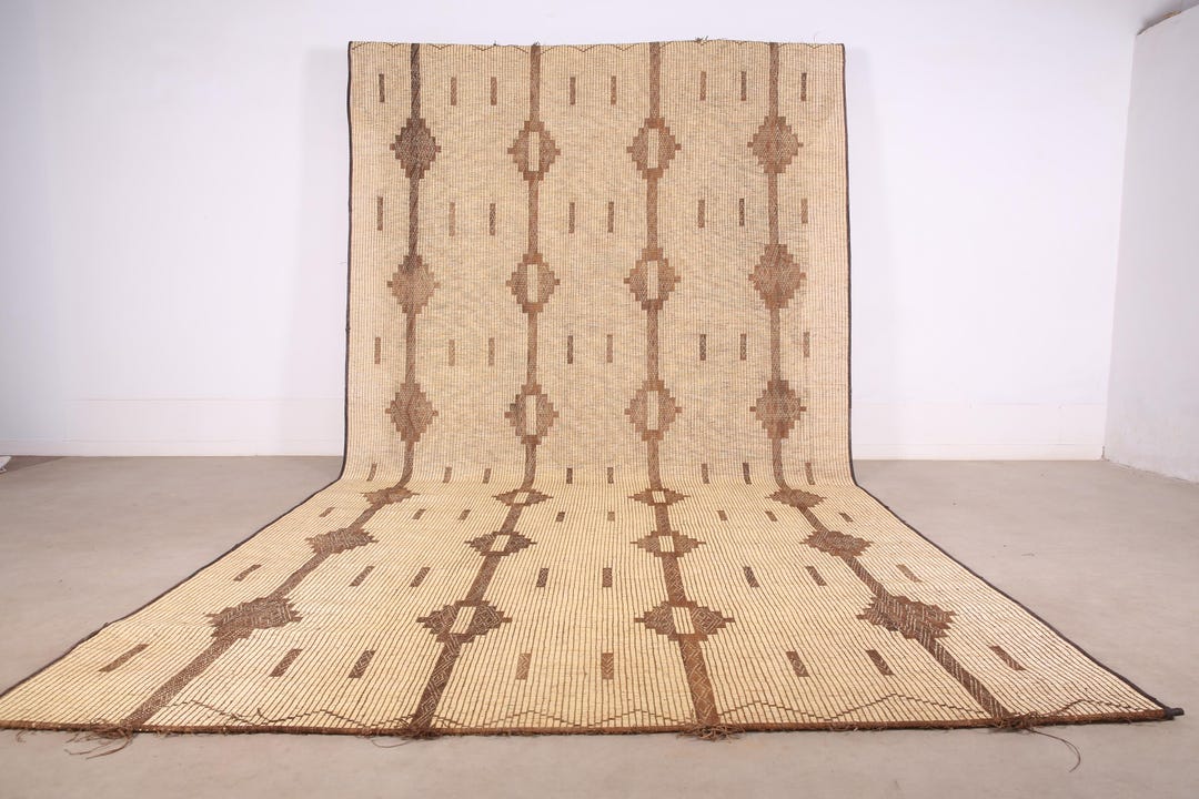 African Tribal Mat, Nomadic Mat, 268x492 CM, Handmade Tuareg Rug, Old ...