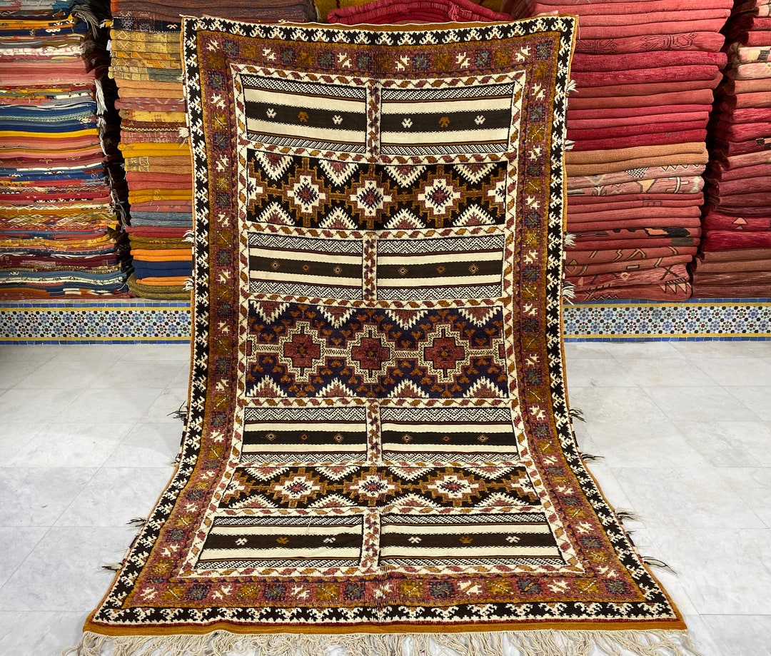 Fantastic Glaoui Rug, Handmade Berber Carpet, Multi Color Moroccan Rug ...