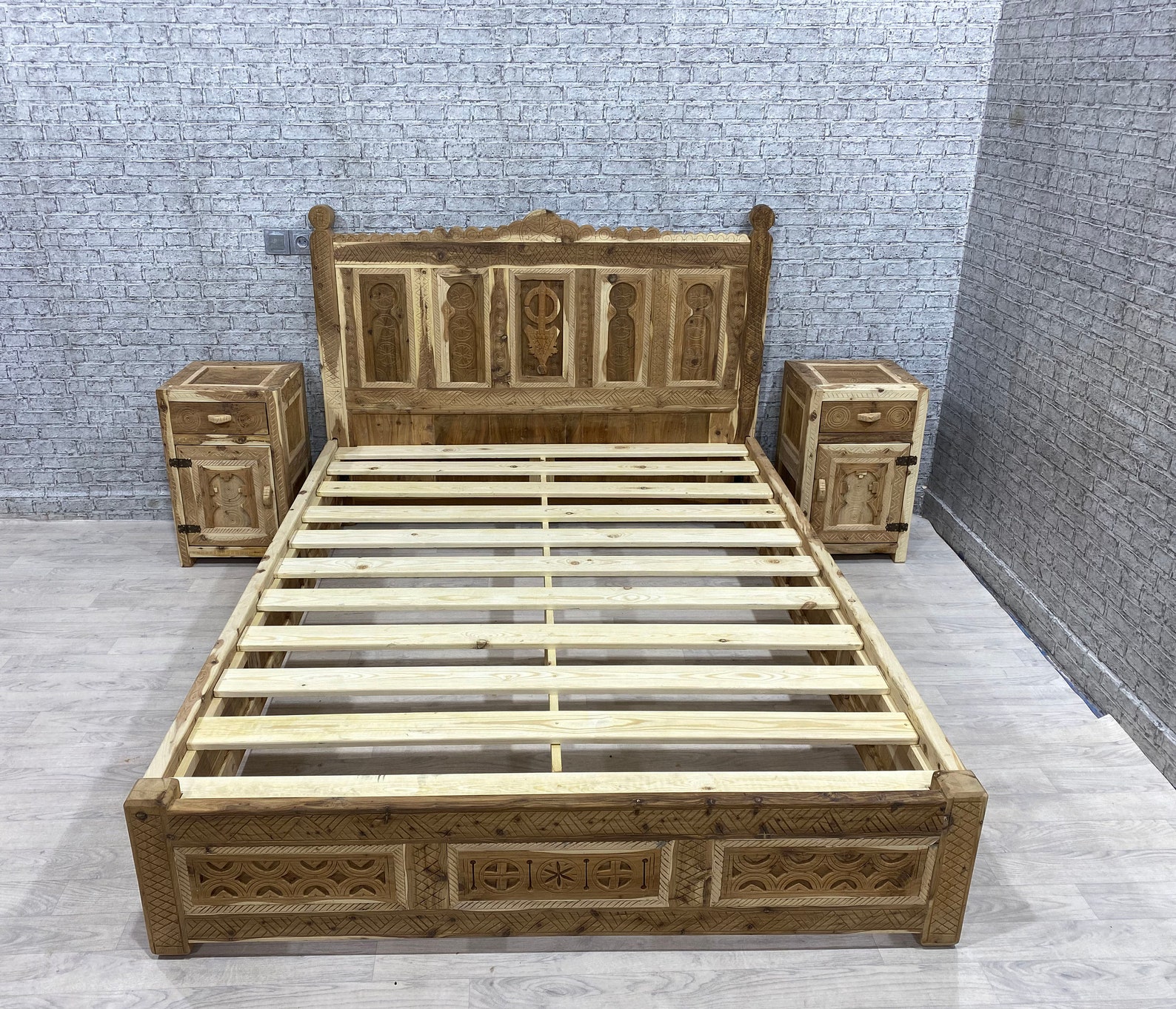 Unique Moroccan Bed Frame Berber Wood Craved Bed Frame - Etsy
