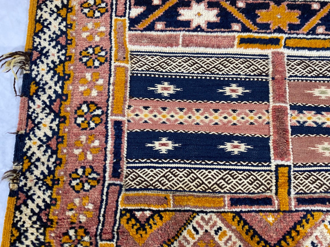 Vintage Glaoui Rug Multi Color Berber Carpet Unique Moroccan - Etsy UK