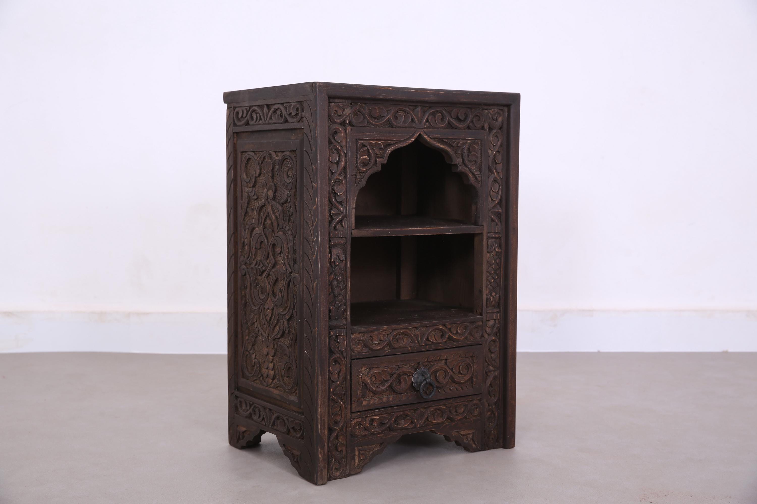 Handcrafted Moroccan Bedside Table – Bohemian Nightstand With Intricate ...