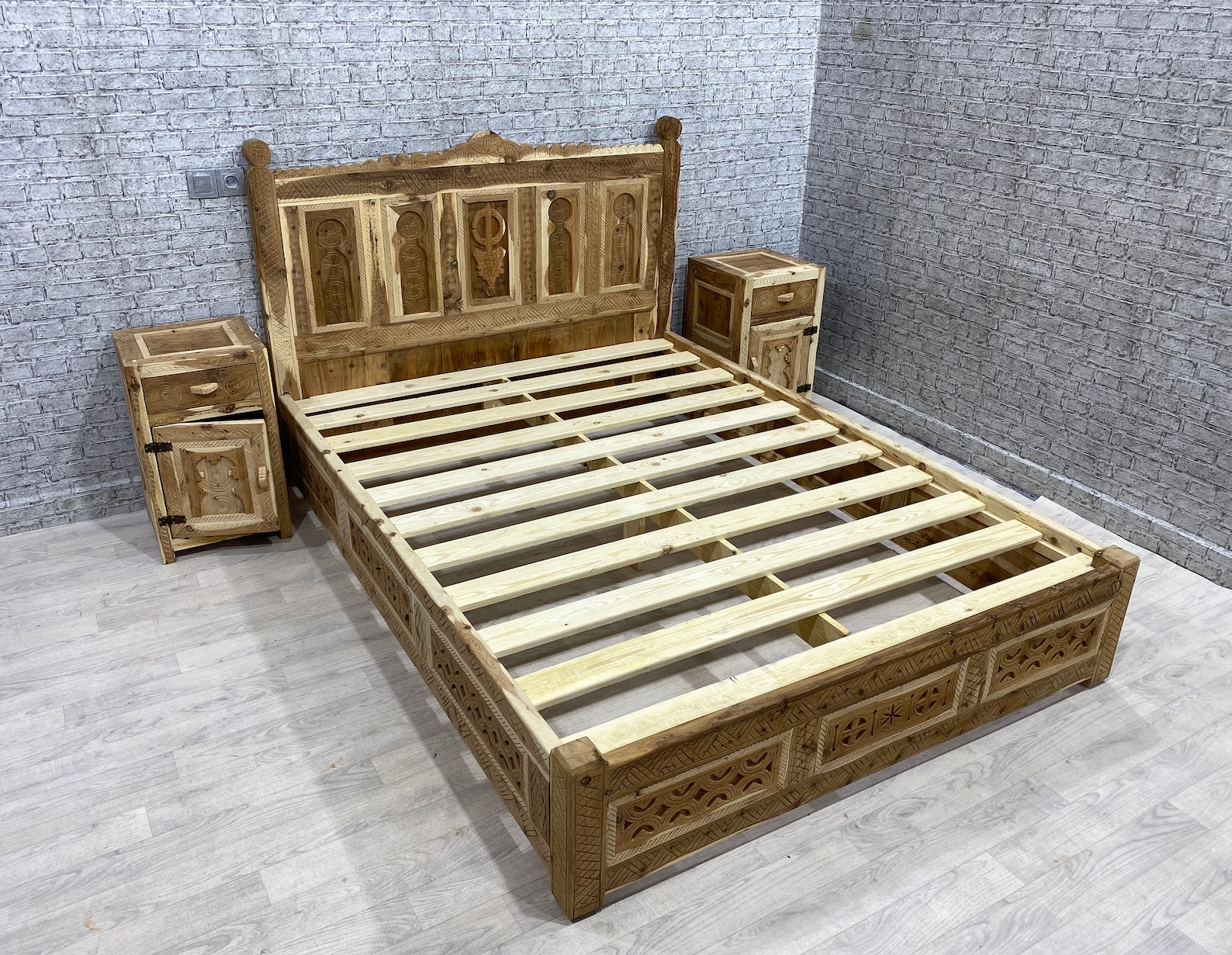 Unique Moroccan Bed Frame Berber Wood Craved Bed Frame - Etsy