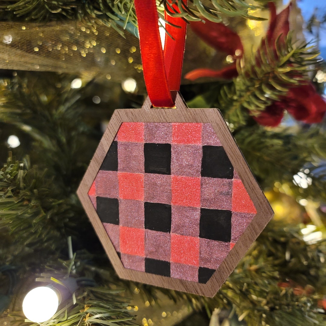 Wooden Christmas Ornament - Buffalo Plaid - Buffalo Check - Deer - Etsy
