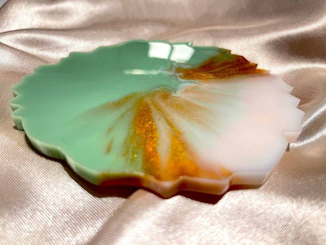 Custom handcrafted sage green gold and white marbled resin | Etsy