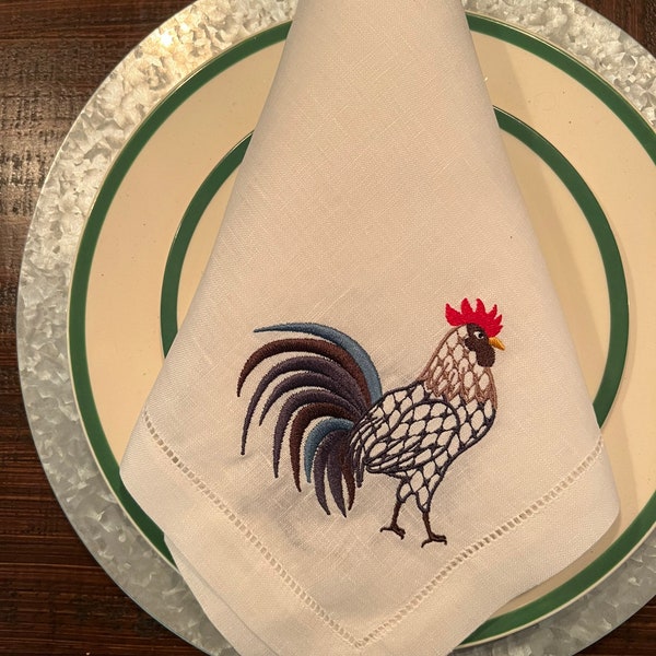 Embroidered Rooster - Etsy