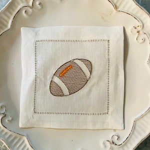 Football Cocktail Napkins, Linen Cocktail Napkins, Set of Cocktail ...