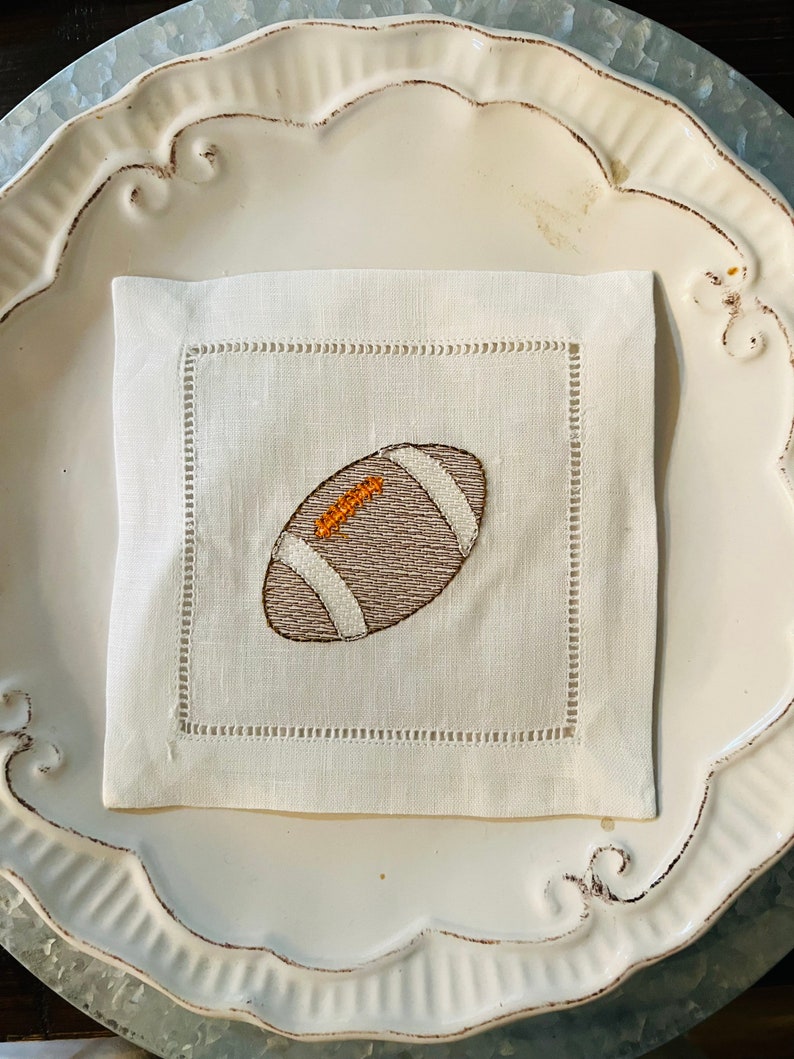 Football Cocktail Napkins Linen Cocktail Napkins Set of - Etsy