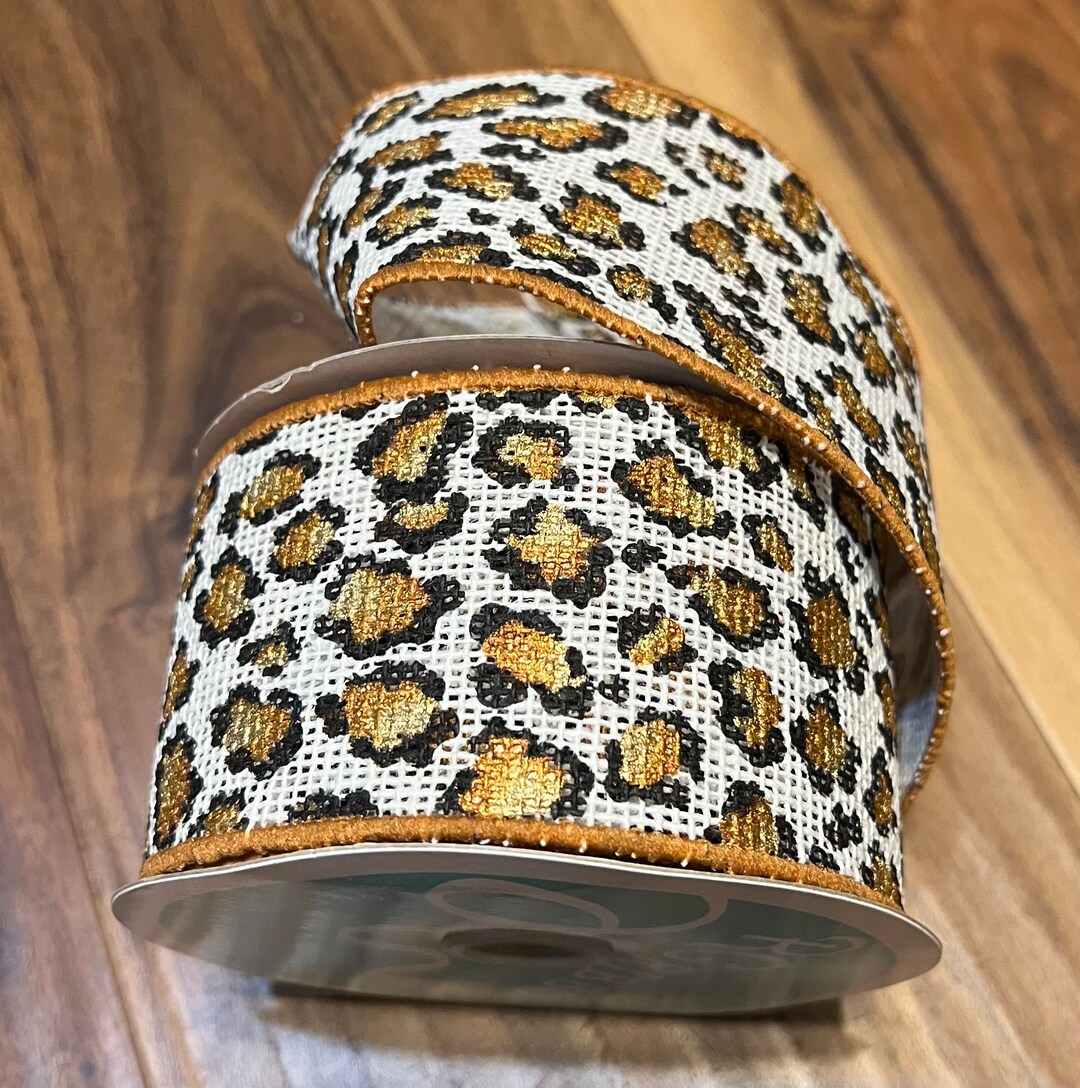 10 Yard Ribbon, Wired Edged Ribbon, Leopard Print Ribbon, Ribbon for ...