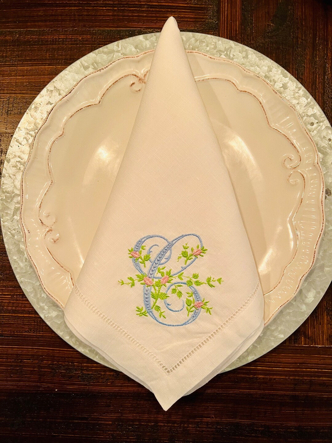 Embroidered Linen Dinner Napkins, Monogram Napkins, Vintage Monogram ...