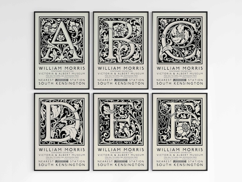 William Morris Letters/alphabet Prints, Vintage Art, Home/wall Decor ...