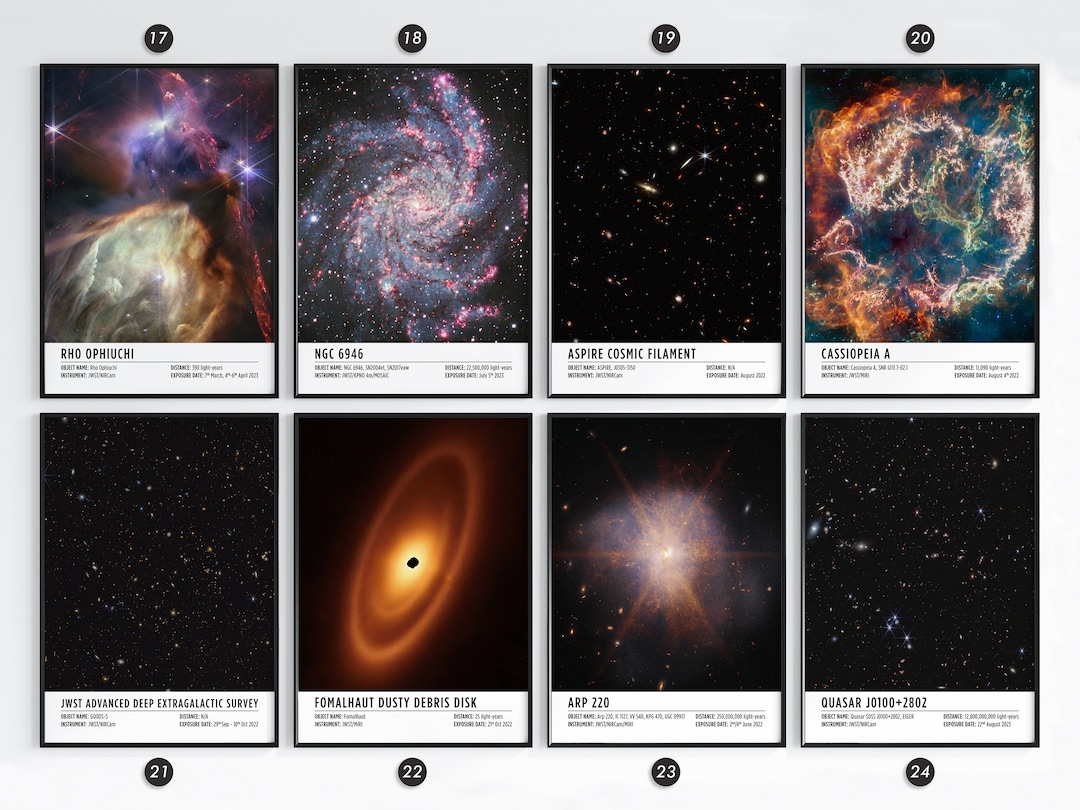 James Webb Space Telescope Poster Prints Set, JWST, NASA, Hubble, Wall ...