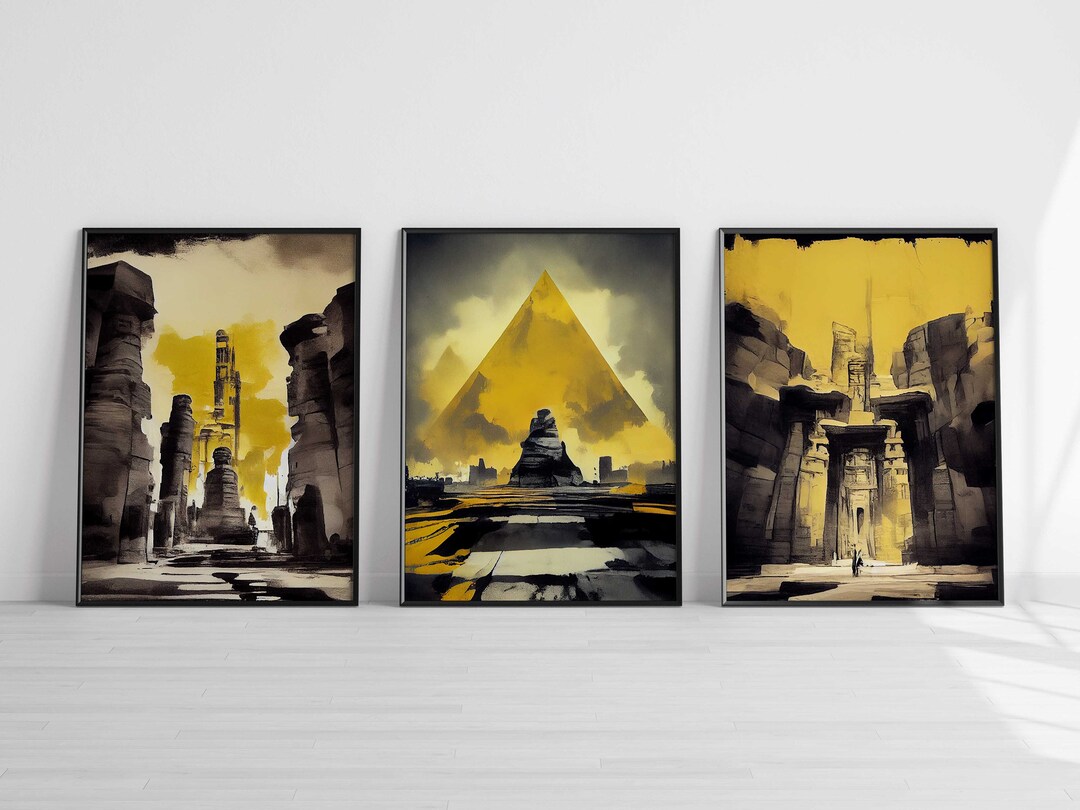 The Great Pyramids of Giza Poster Print Set, Egypt Abstract Wall Art ...