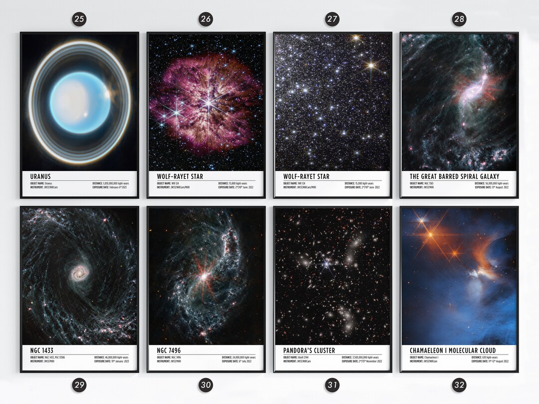 James Webb Space Telescope Poster Prints Set, JWST, NASA, Hubble, Wall ...