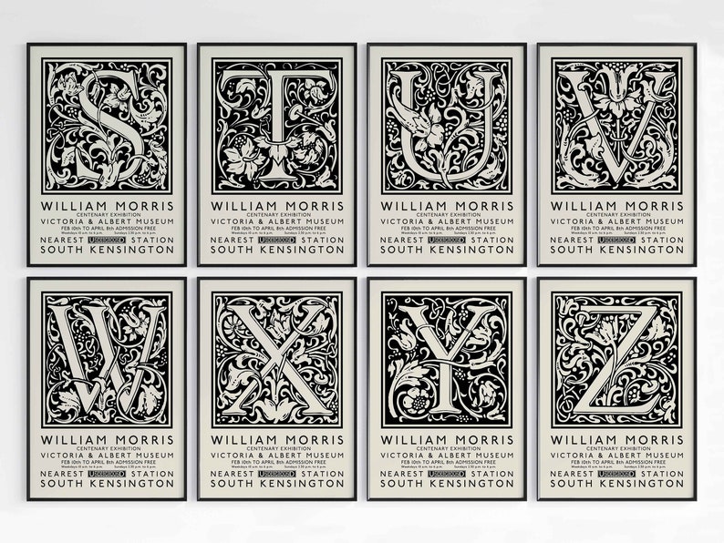 William Morris Letters/alphabet Prints, Vintage Art, Home/wall Decor ...